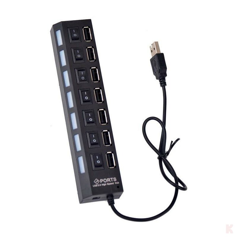 Briksmax LLA10 Hub 2.0 USB Verteiler 7 Ports Schwarz, 11,00